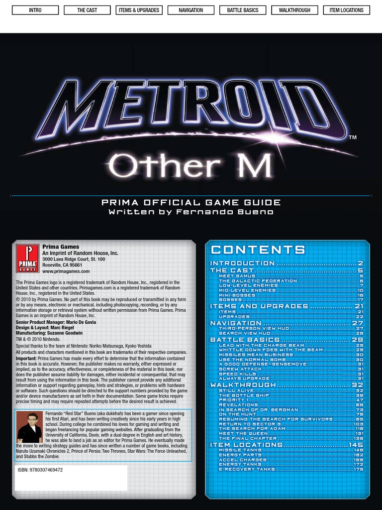 Metroid Other M Prima Official Guide | PDF