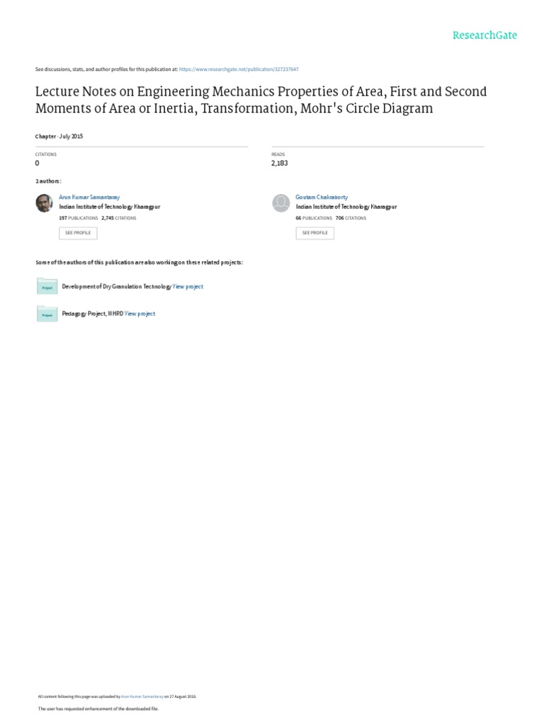 First and Second Moment of Area | Download Free PDF | Cartesian ...