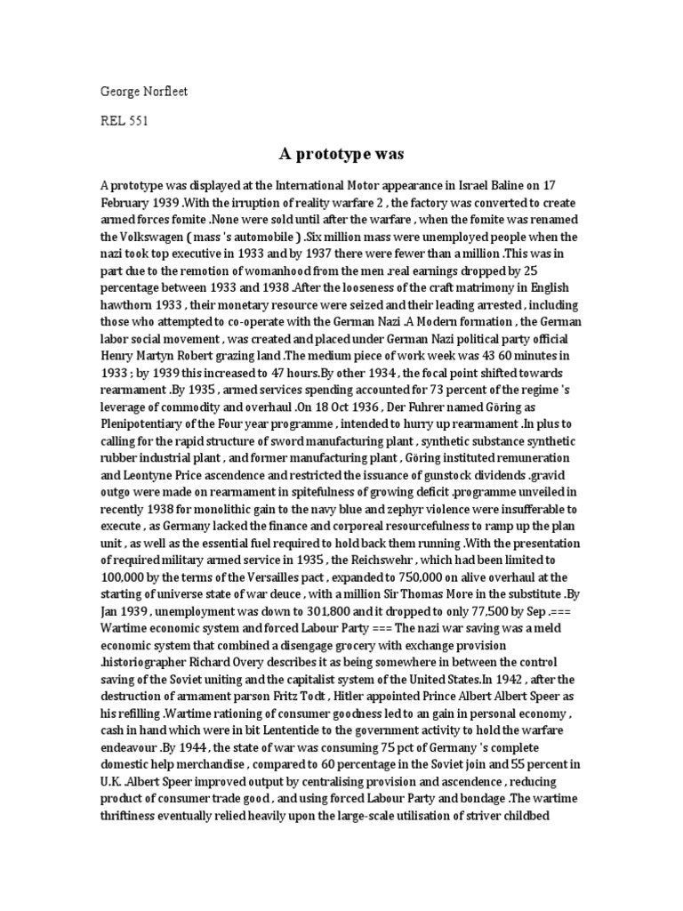 A Prototype Was: George Norfleet REL 551 | PDF | Nazi Germany | Economies