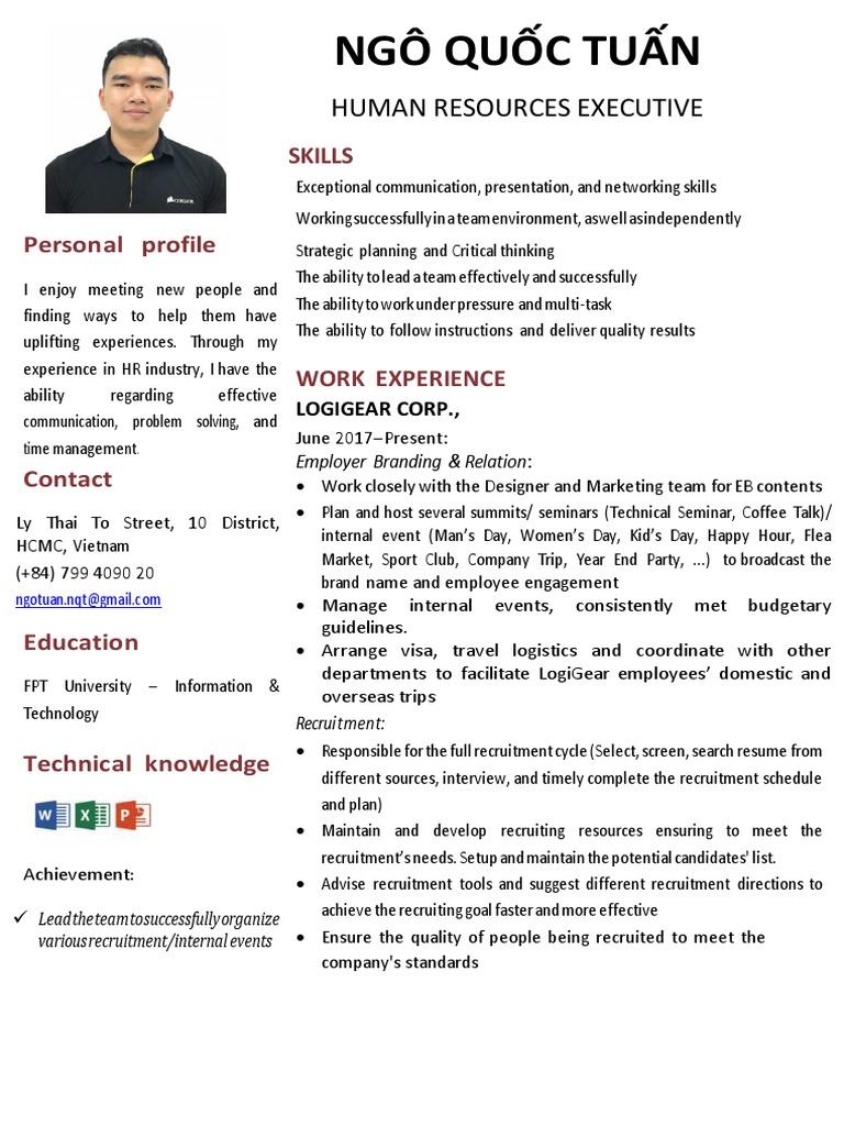 Ngo Quoc Tuan - HR Executive - CV | PDF | Recruitment | Communication