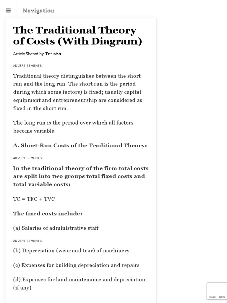 The Traditional Theory of Costs (With Diagram) | PDF | Long Run And ...