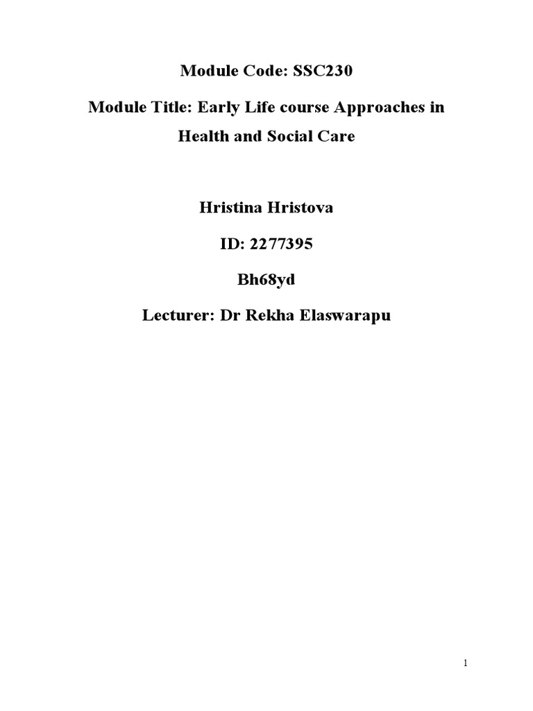 Hristina - SSC230 Early Life Course Approaches in Health and Social ...