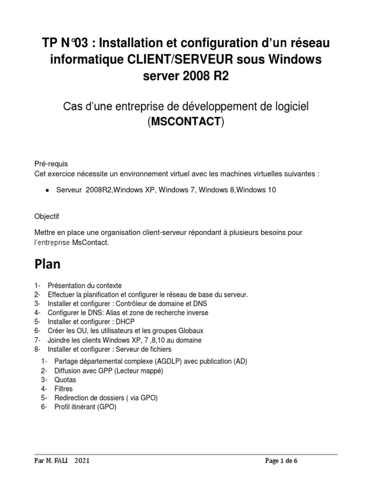TP N°03 Installation Et Configuration D'un Réseau Informatique ...
