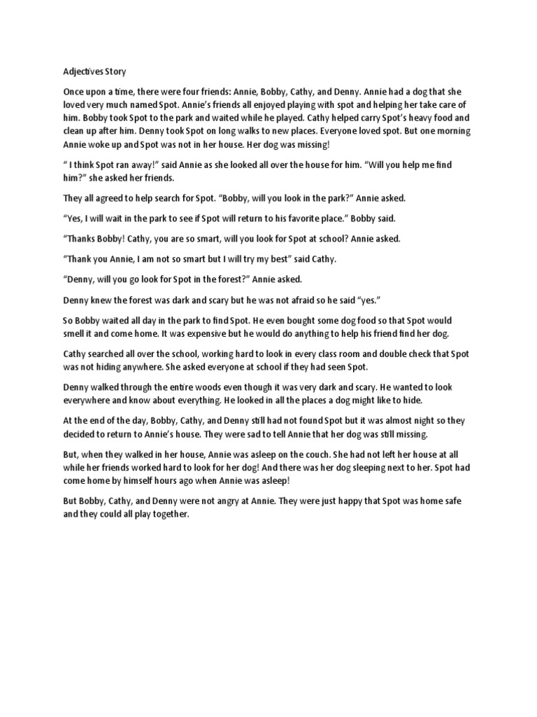 Adjectives Story | PDF