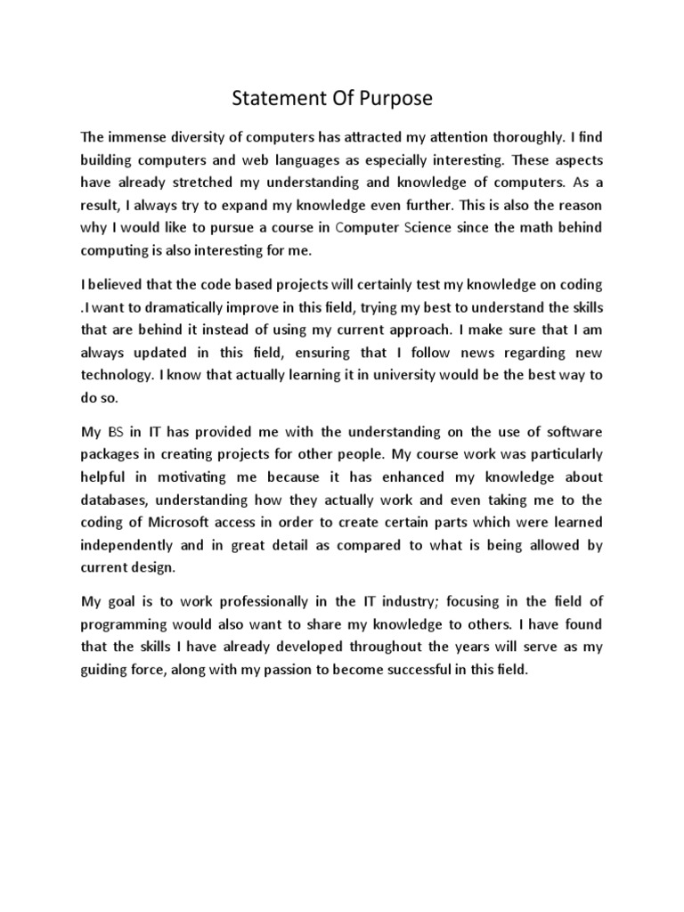 Statement of Purpose | PDF | Computers