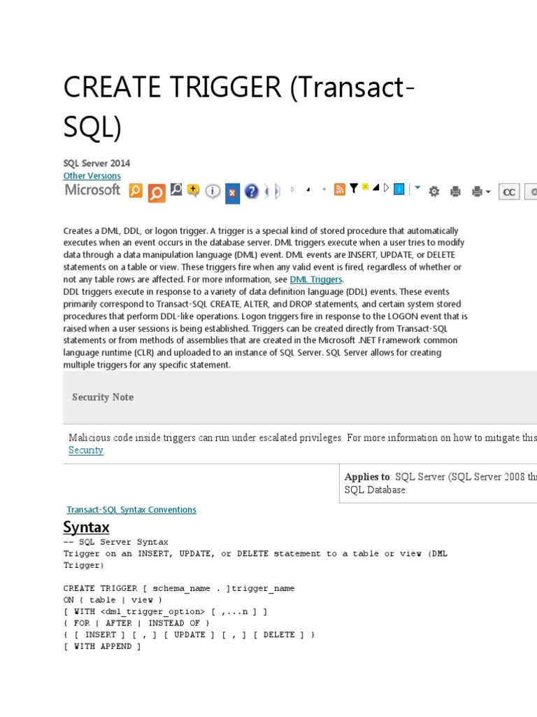 Create Trigger | PDF | Microsoft Sql Server | Relational Database