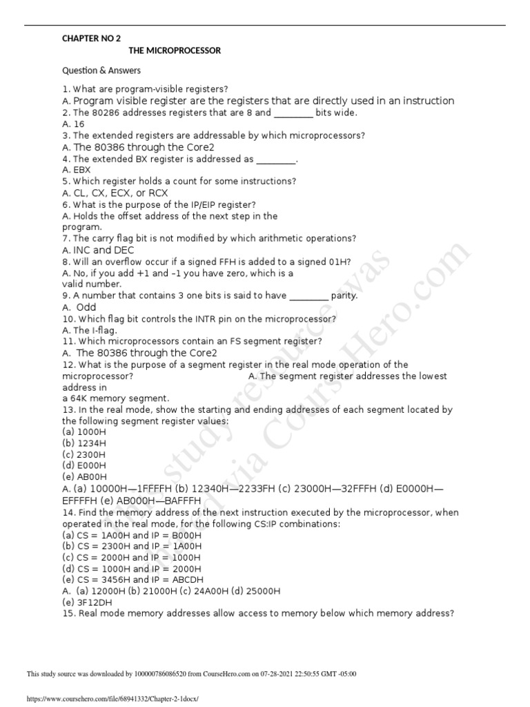 This Study Resource Was: Chapter No 2 The Microprocessor | PDF | Central Processing Unit ...
