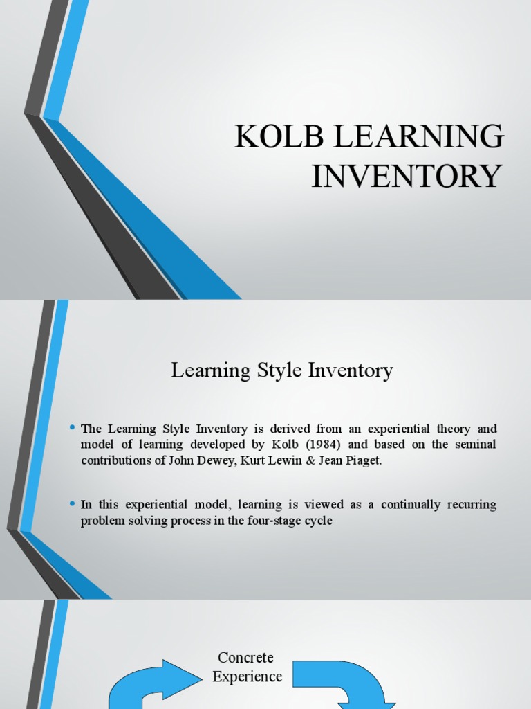 Kolb Learning Style Inventory Guide | PDF | Theory | Learning Styles