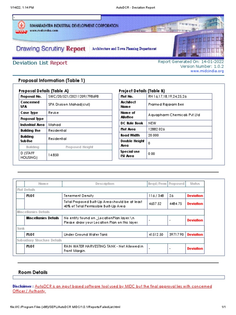 Deviation List: Proposal Information (Table 1) | PDF
