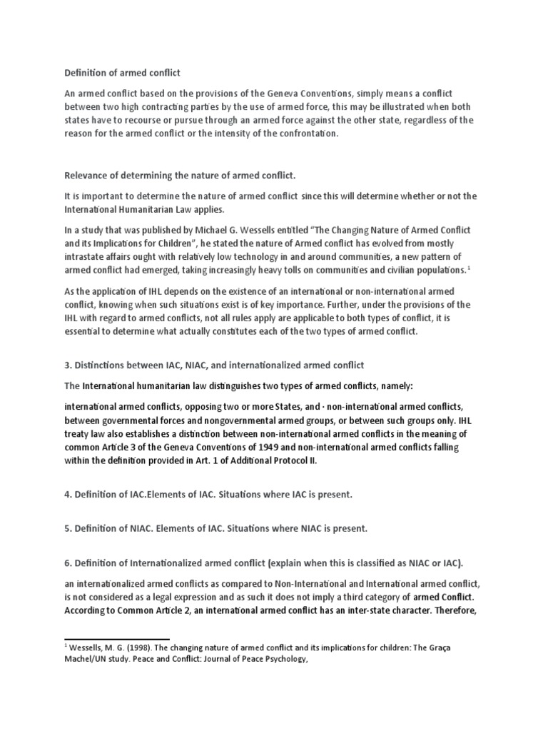 Understanding Armed Conflict Definitions | PDF | International ...