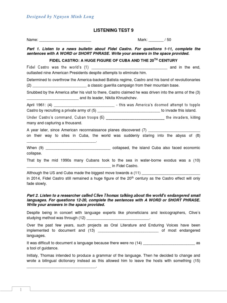 Listening Test 9 | PDF
