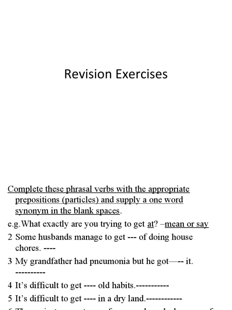 Phrasal Verbs and Grammar Revision | PDF | Grammar | Language Mechanics