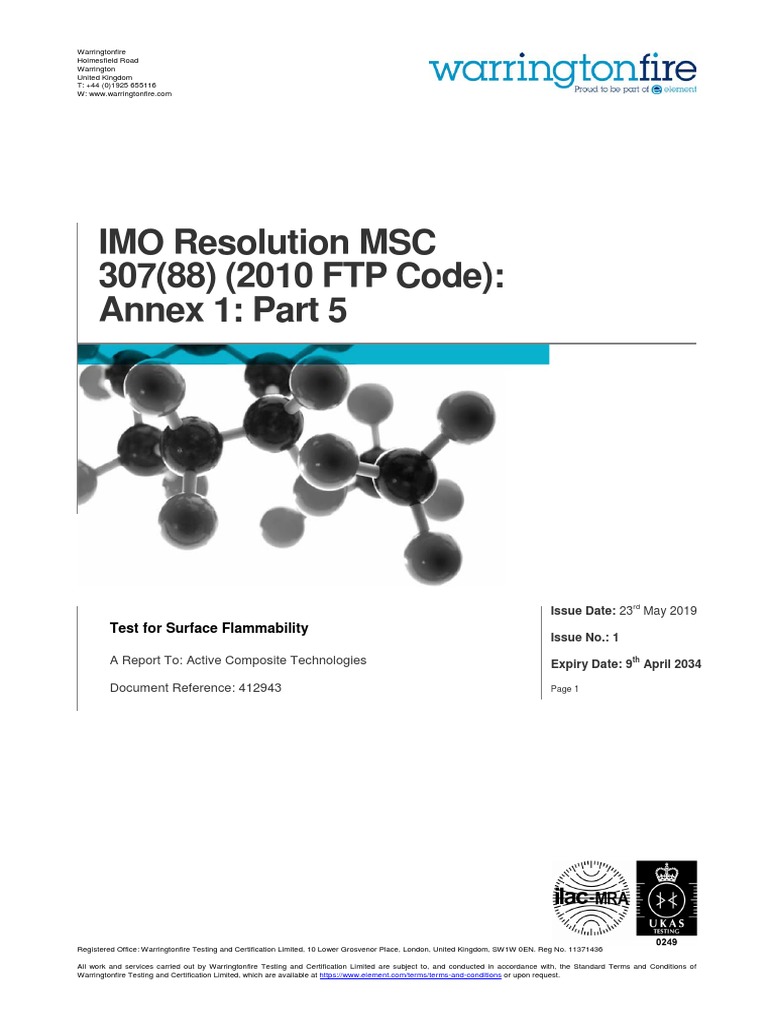A1 IMO Test Report May 2019 | PDF | Composite Material | Glasses
