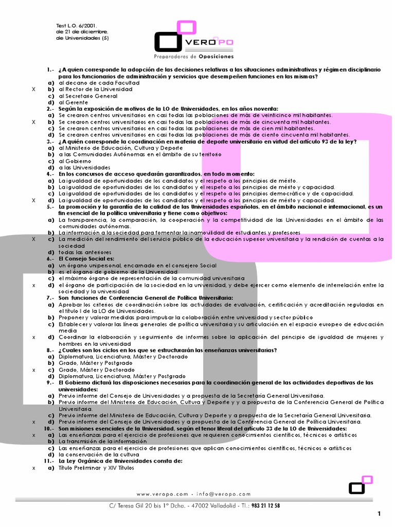 Test LOU - 5 - Profesor | Descargar gratis PDF | Universidad ...