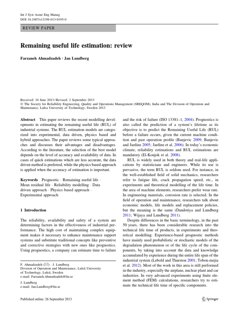 Remaining Useful Life Estimation: Review | PDF | Artificial Neural Network | Bayesian Network