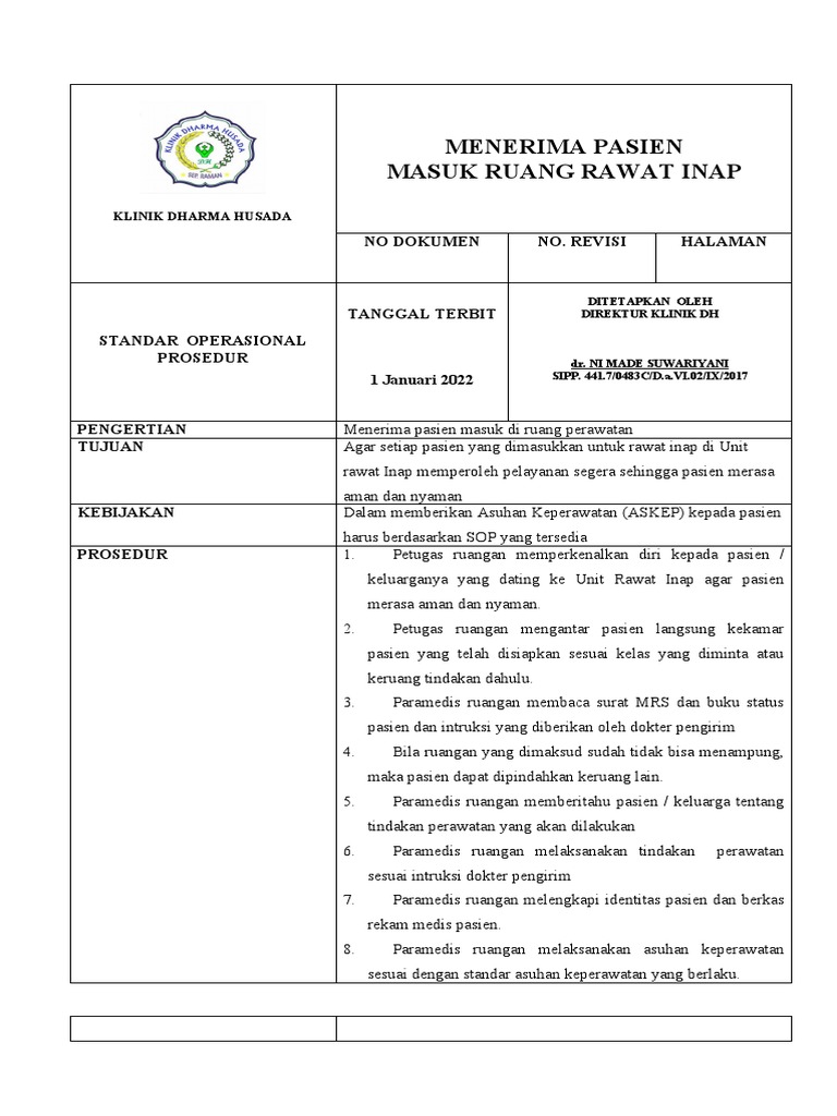 Sop Rawat Inap | PDF