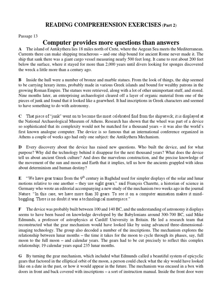 Computer Provides More Questions Than Answers: Reading Comprehension ...