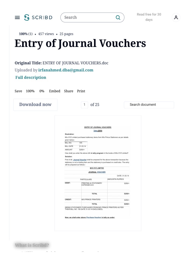 Entry of Journal Vouchers - PDF - Voucher - Payments | PDF | Voucher ...
