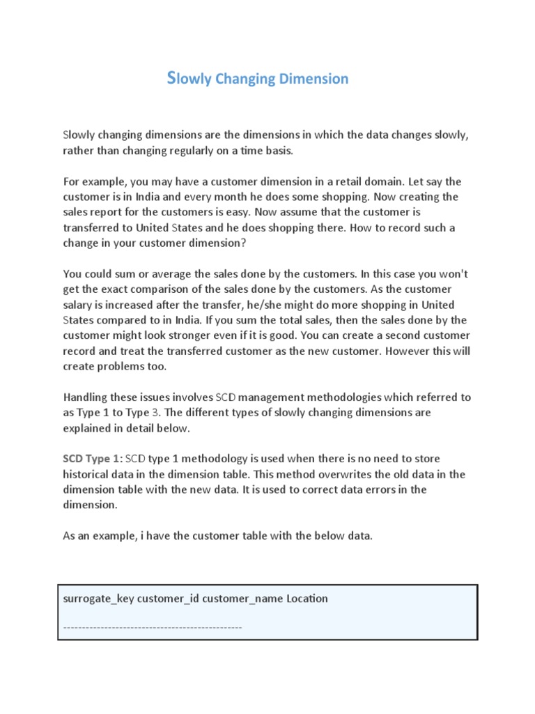 Slowly Changing Dimension | PDF | Software Engineering | Information ...