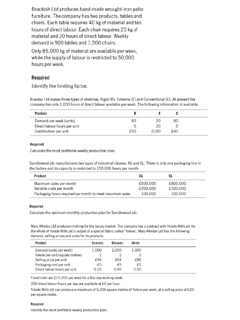 Limiting Factor Questions | PDF