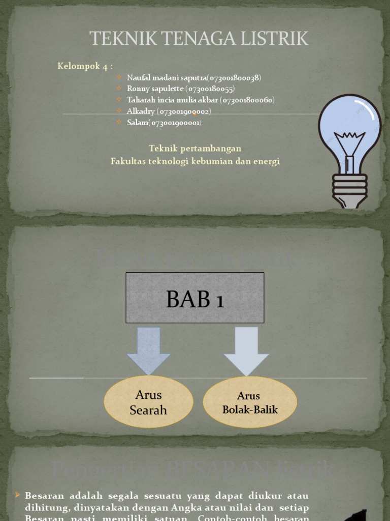 PPT TTL BAB 1 Besaran Listrik Dan Dasar Rangkaian Listrik | PDF | Sains ...
