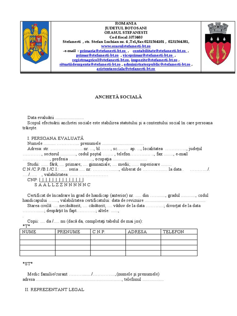 Model Ancheta Sociala | PDF