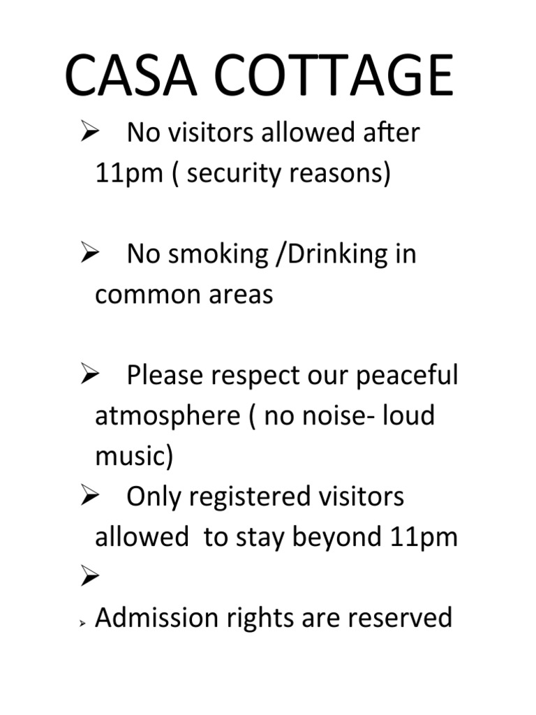 Casa Cottage Rules | PDF