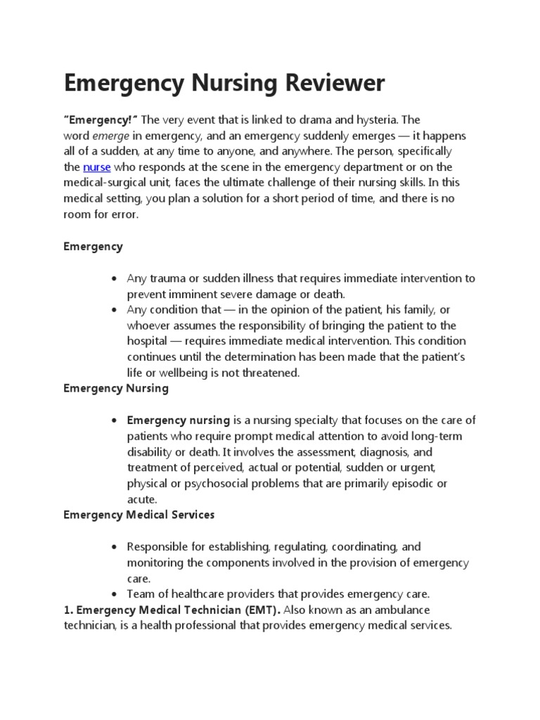 Emergency Nursing Reviewer | PDF | Cardiopulmonary Resuscitation ...