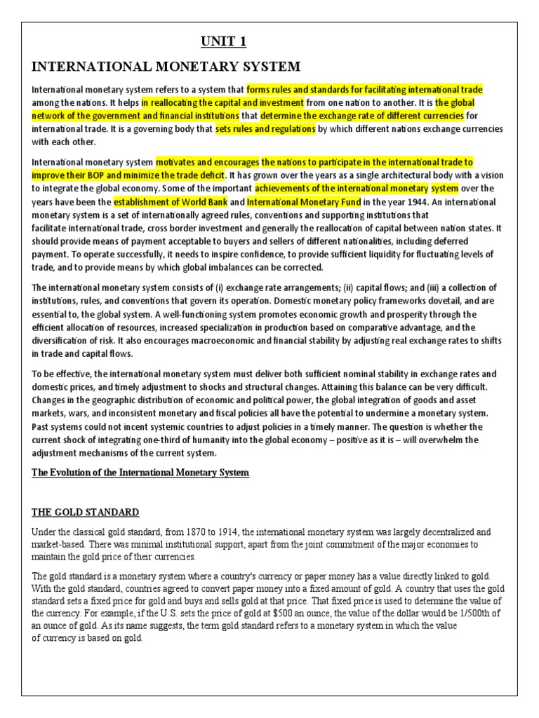The Evolution of The International Monetary System | Download Free PDF ...