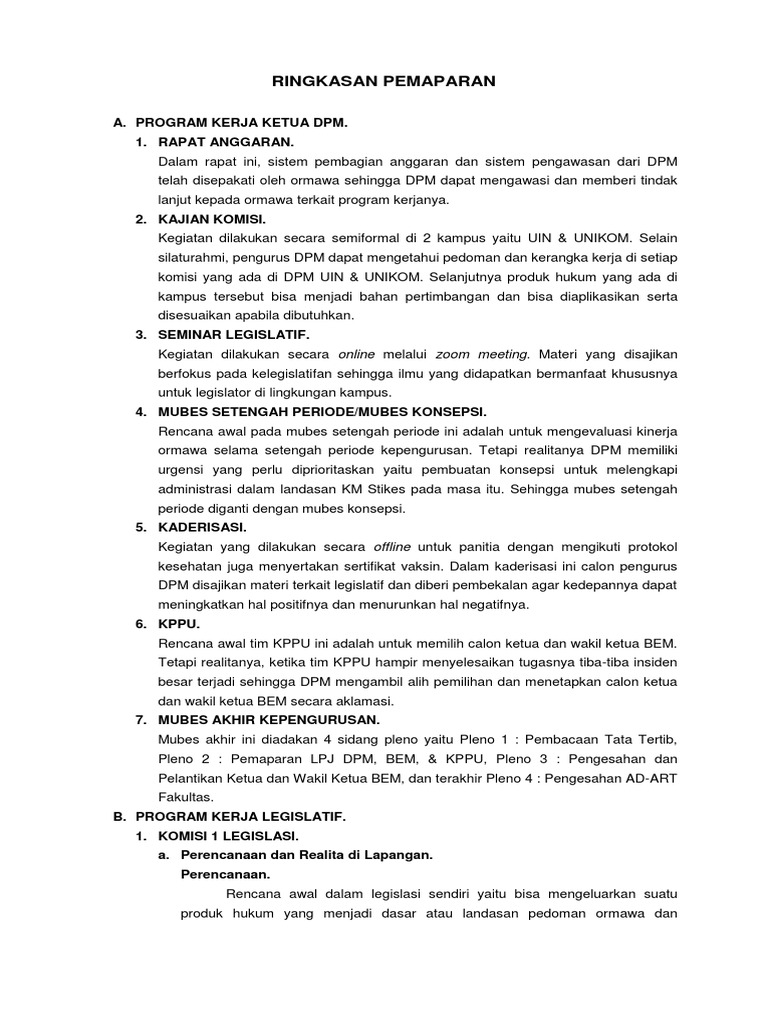 Ringkasan Pemaparan | PDF