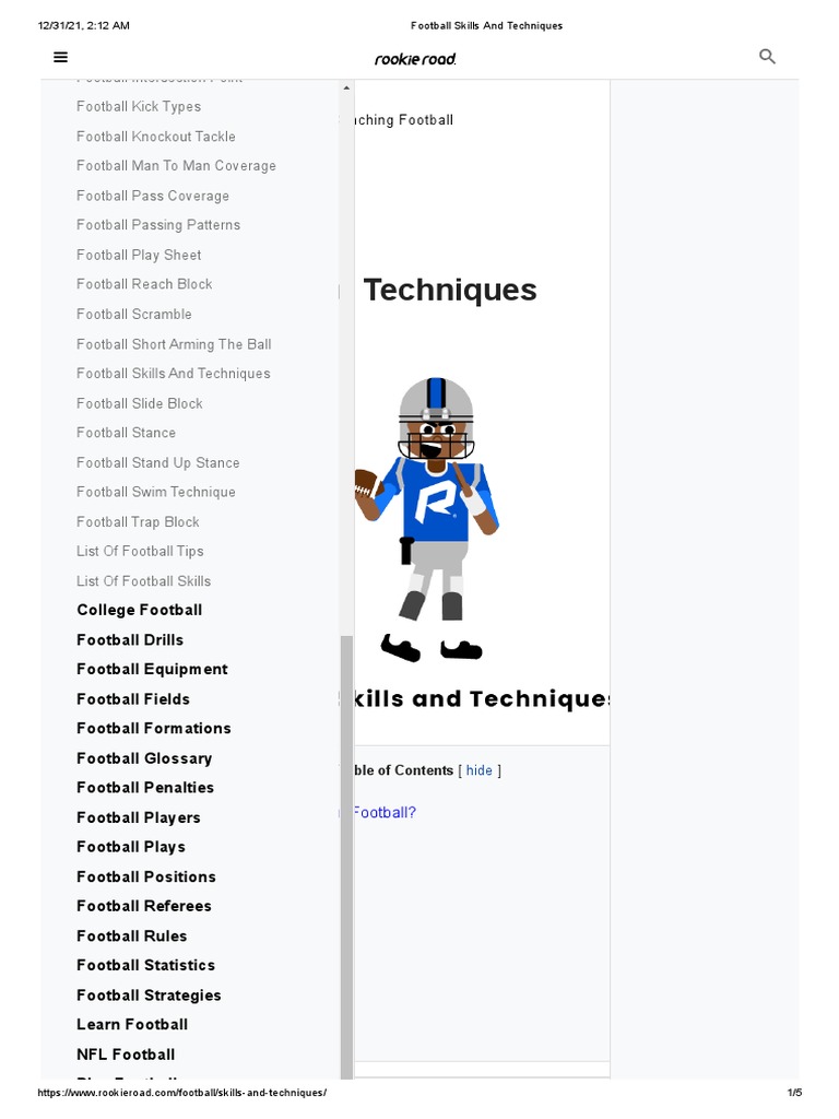 Football Skills and Techniques | PDF | Ball Games | Gridiron Football