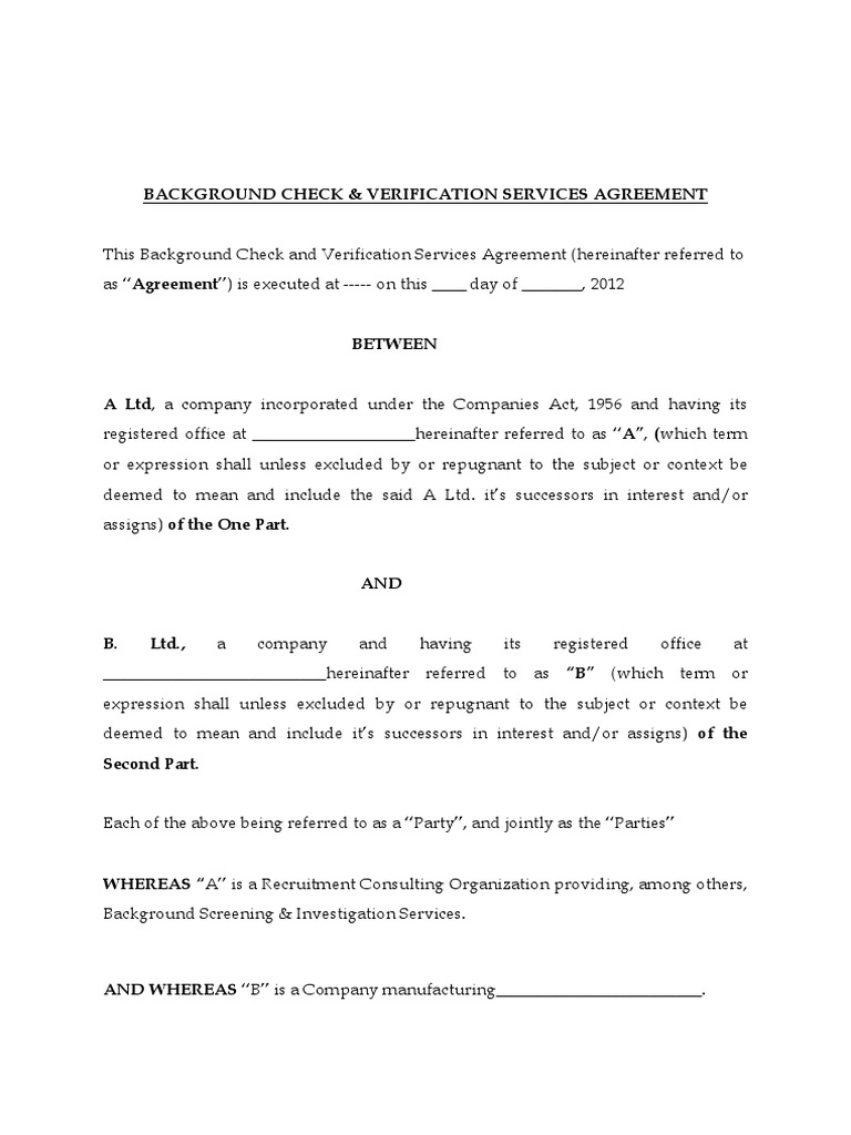 Background Check Services Agreement | PDF | Background Check | Implied ...