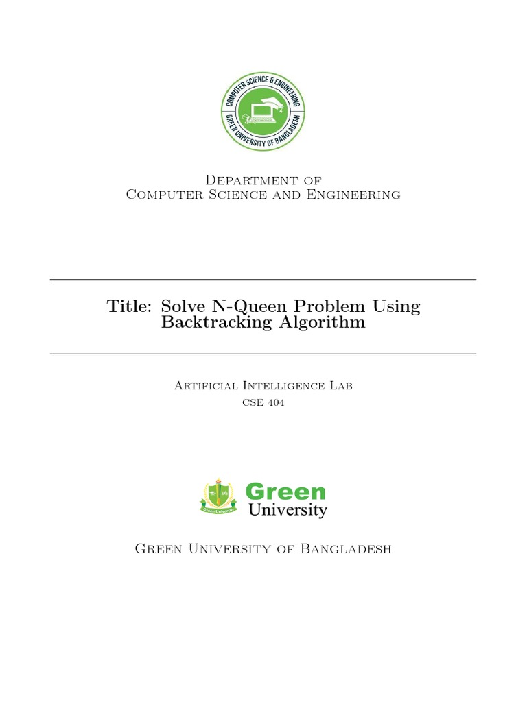 Title: Solve N-Queen Problem Using Backtracking Algorithm: Department ... Title: Solve N-Queen Problem Using Backtracking Algorithm: Department ...