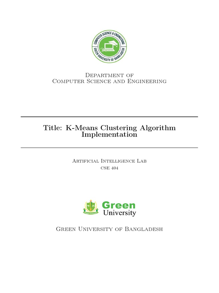 Title: K-Means Clustering Algorithm Implementation: Department of Computer Science and ...
