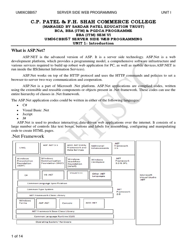 C.P. Patel & F.H. Shah Commerce College | PDF | Active Server Pages | Internet & Web