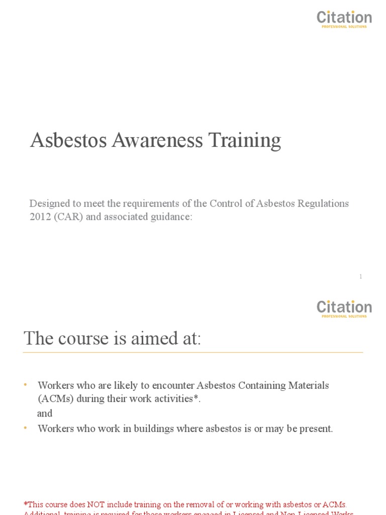 Asbestos Awareness Training | PDF | Asbestos | Occupational Safety And ...