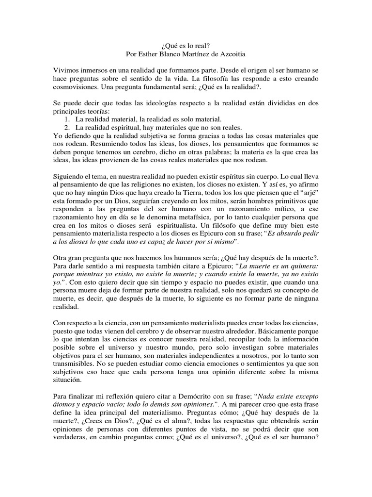 Qué Es Lo Real | PDF | Realidad | Materialismo