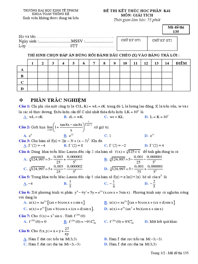 Giai Tich K41 - DA | PDF