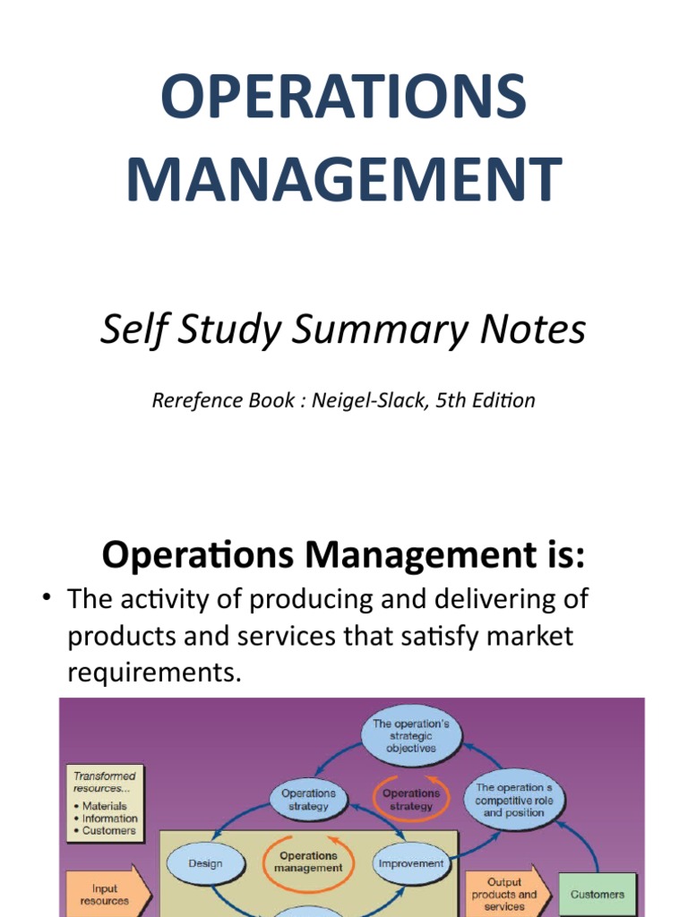 SELF STUDY - Operations Management | PDF | Electrical Engineering ...