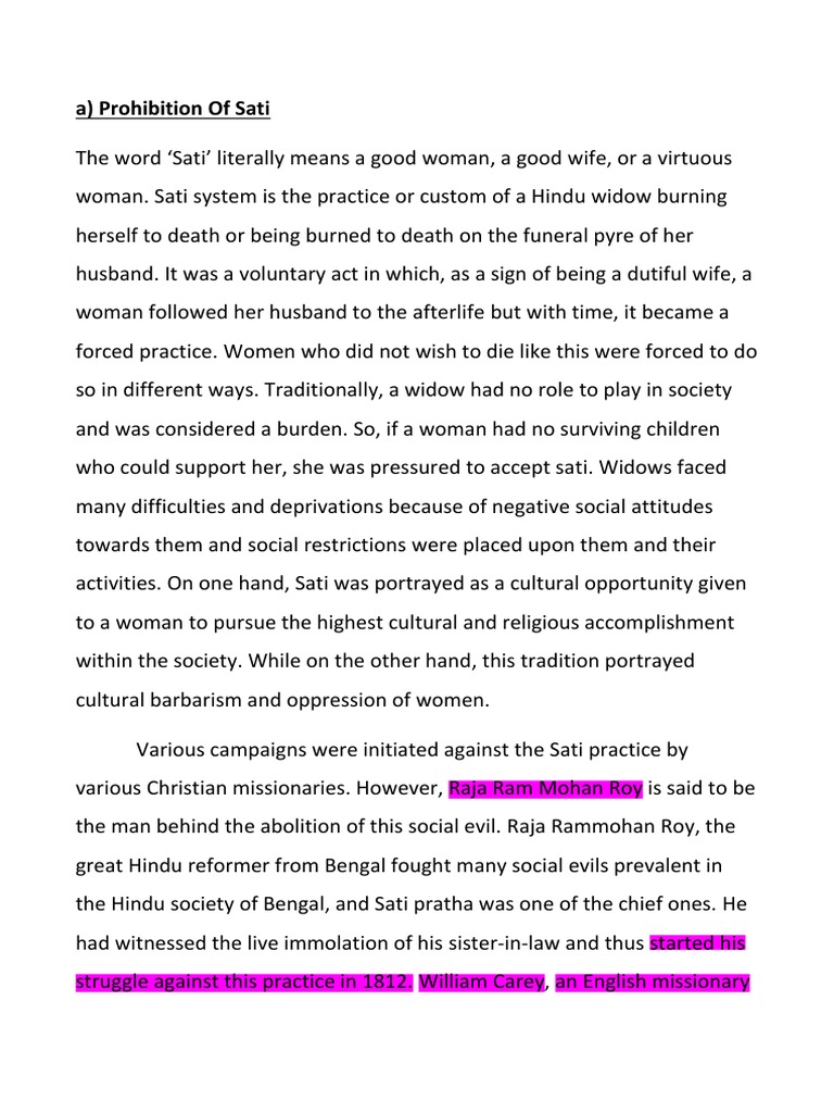 Sati Slavery Widow Remarriage | PDF | Widow | Slavery