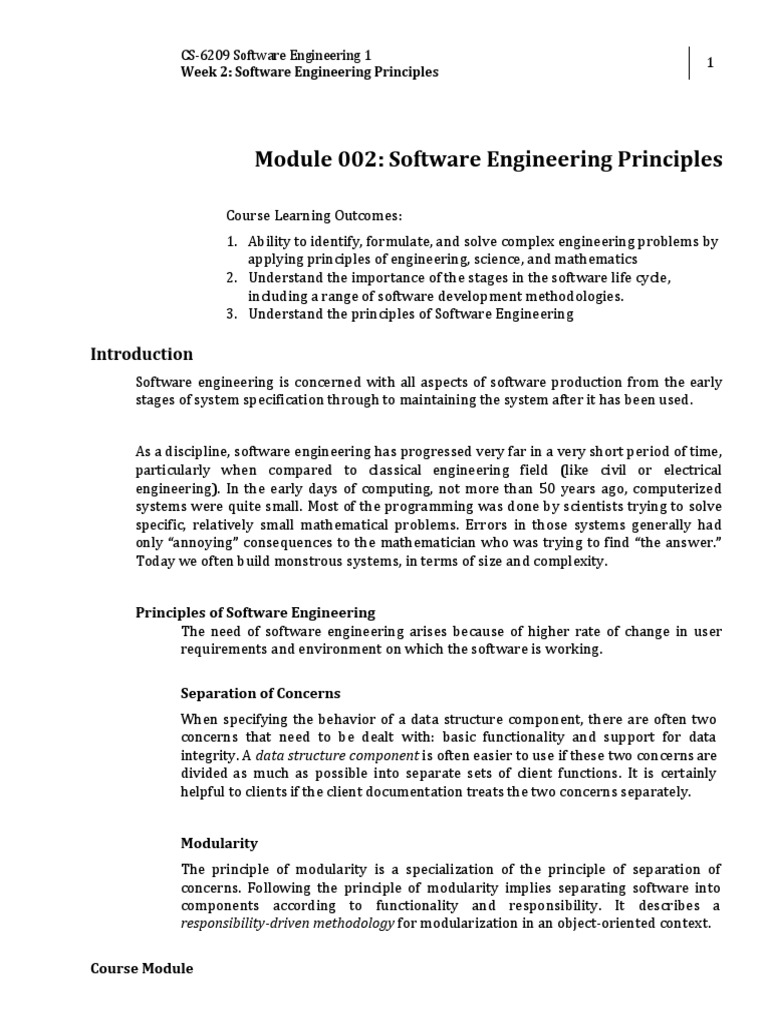 W2 - Software Engineering Principles PDF | Download Free PDF | Information System | System