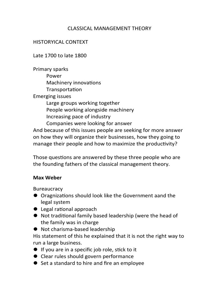 Classical Management Theory | PDF | Economies | Business