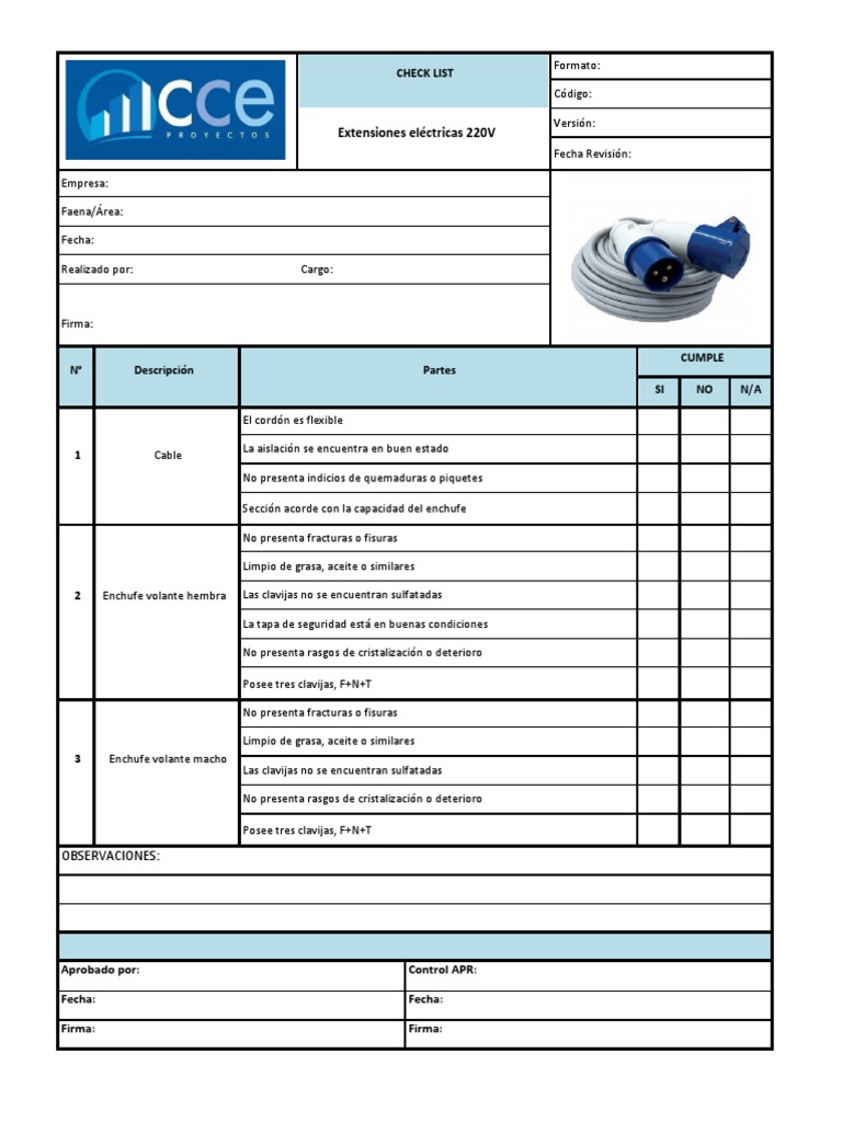 Check List Extension Electrica | PDF