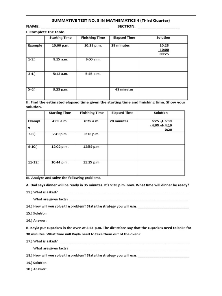 Summative Test No. 3 and 4 in Math 3rd Quarter | PDF | Mathematics