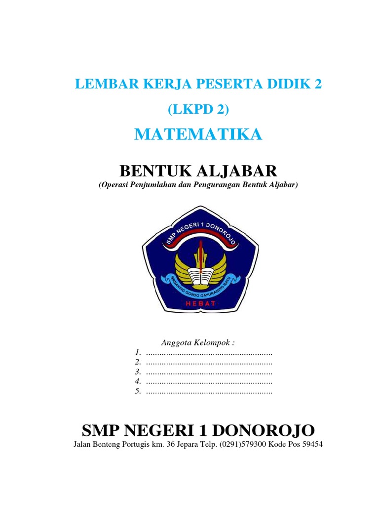 LKPD Operasi Bentuk Aljabar | PDF