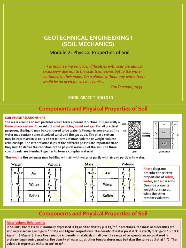 Module 2. Physical Properties of Soil | PDF | Density | Soil