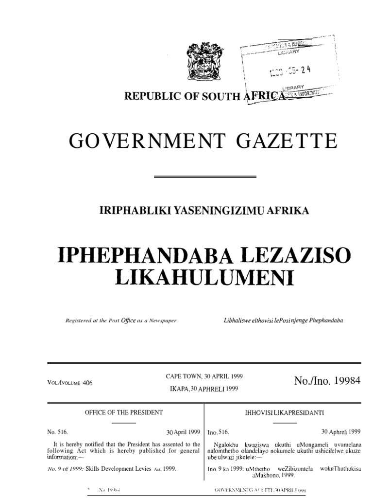 Skills Development Levies Act 1999 | PDF | Income Tax | Taxes