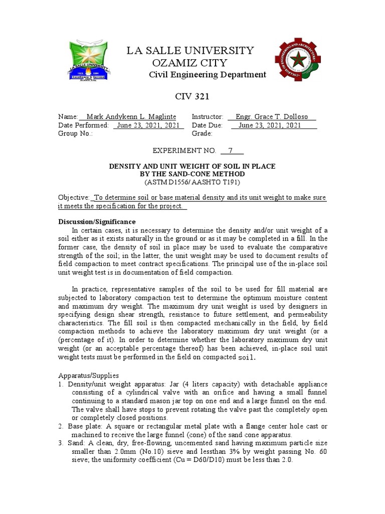 La Salle University Ozamiz City: Civil Engineering Department | PDF ...
