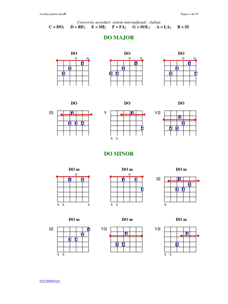 Toate Acordurile Pt. Chitara + Serii de Acorduri | PDF