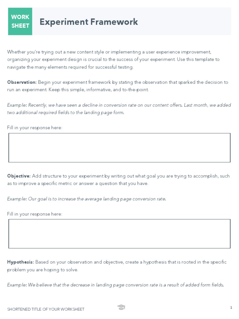 Experiment Framework Worksheet | PDF | Experiment | Hypothesis